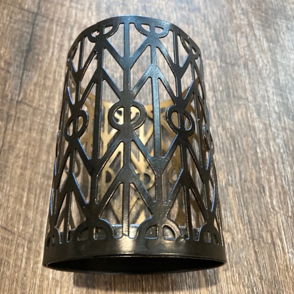 Accents | Woodwick Petite Metal Candle Holder Geometric Gold Black ...